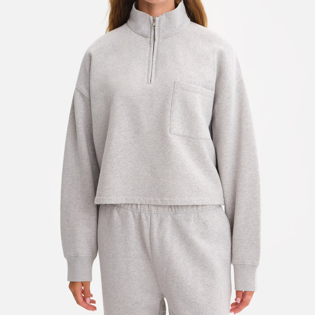 Organic Fleece Cropped Half-Zip Sweatshirt – MATE the Label