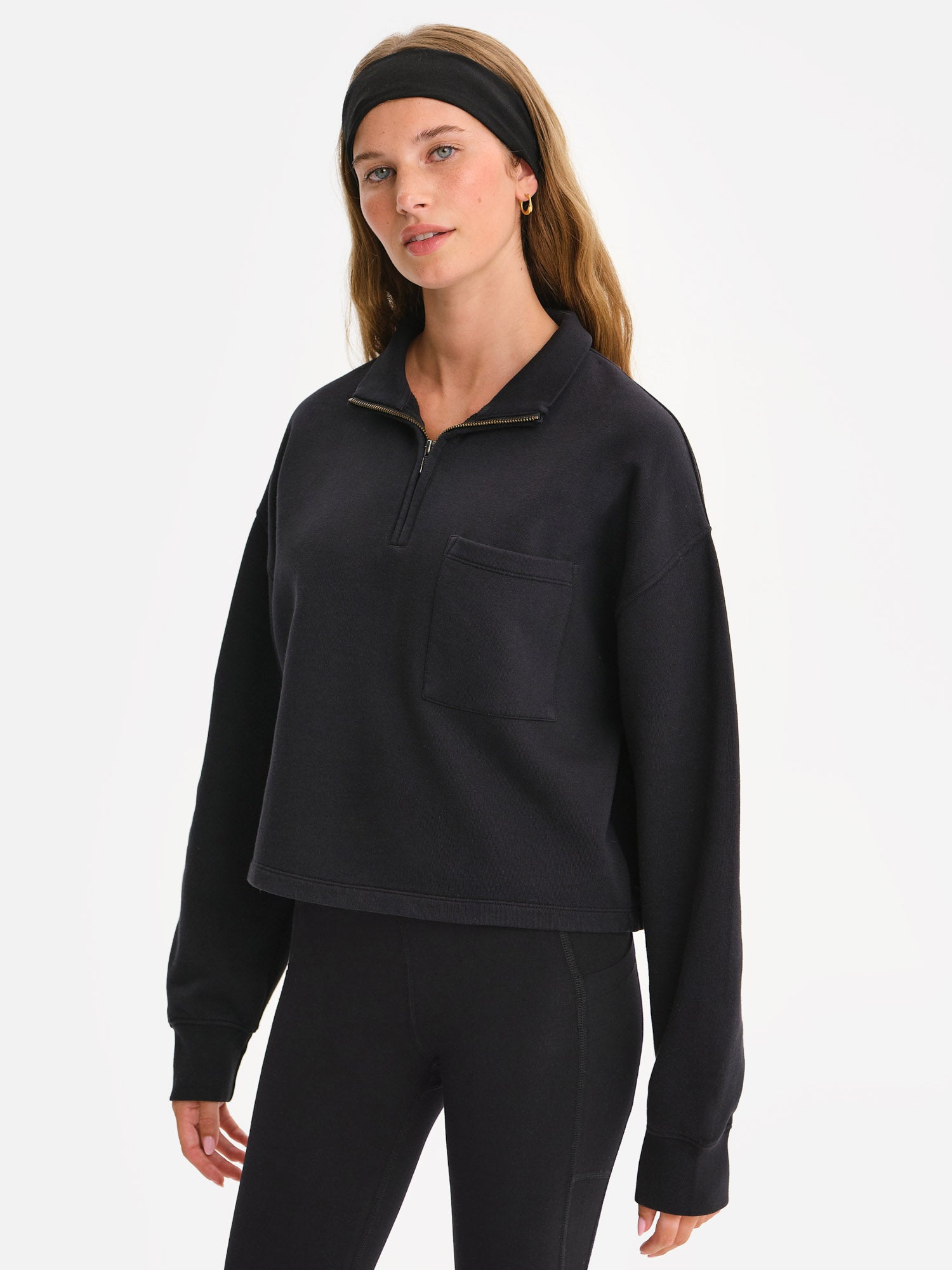 Organic Fleece Cropped Half-Zip Sweatshirt – MATE the Label