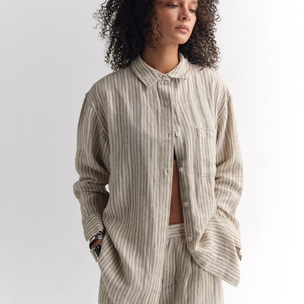 Organic Linen Striped Oversized Button Down – MATE the Label